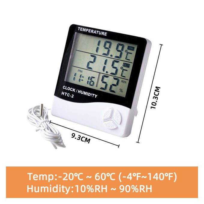 Htc-2 Digital Indoor/outdoor Thermo-hygrometer Temperature Humidity ...